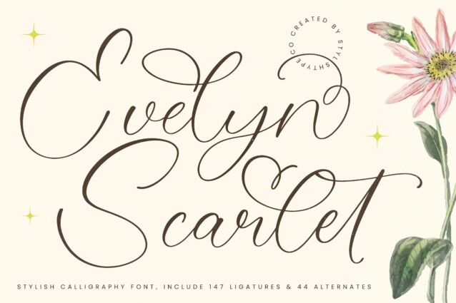 Evelyn Scarlet Calligraphy Font - Download Free Font