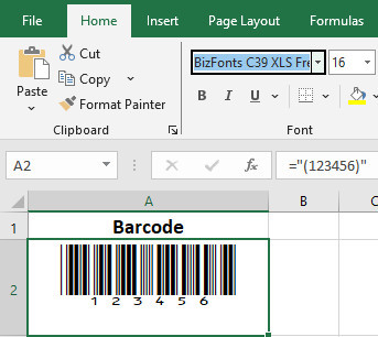 BizFonts Code 39 Free Barcode Font for Excel - Download Free Font
