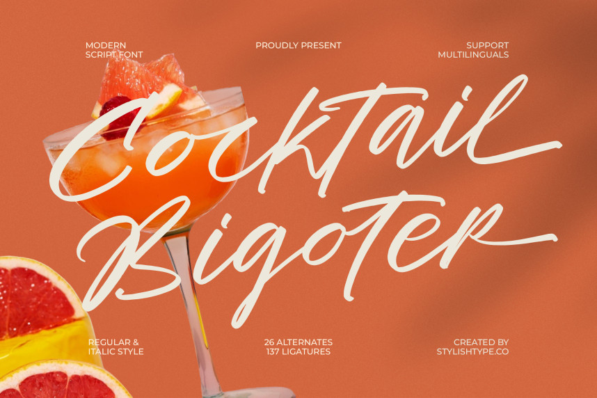 Cocktail Bigoter - Modern Script Font - Befonts