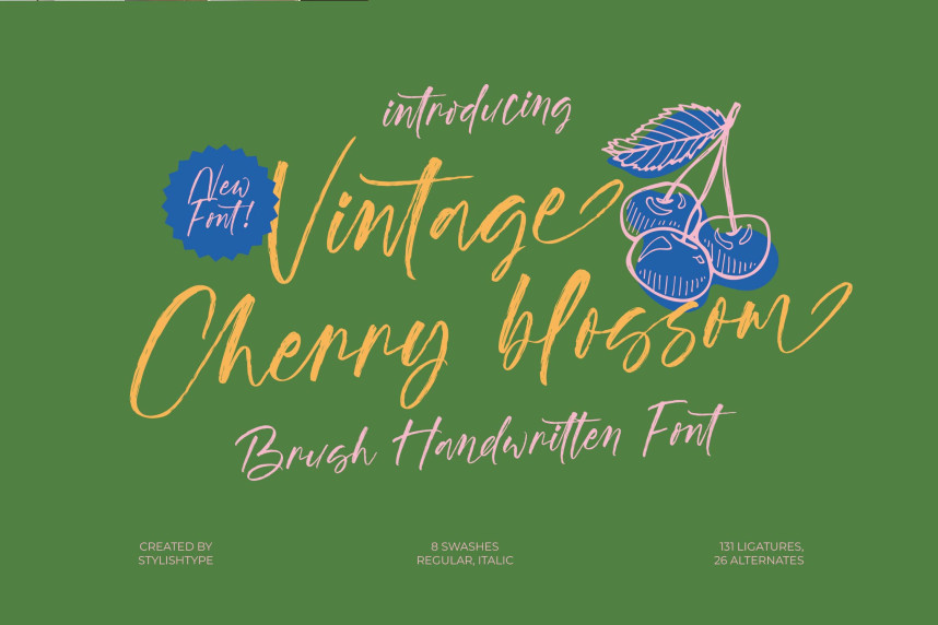 Vintage Cherry Blossom - Brush Handwritten Font - Download Free Font
