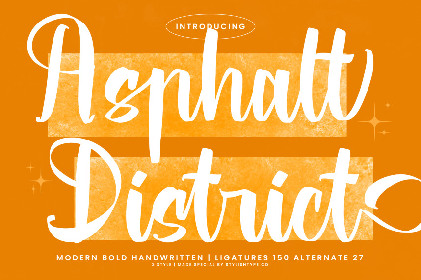 Asphalt District - Modern Bold Handwritten Font - Befonts