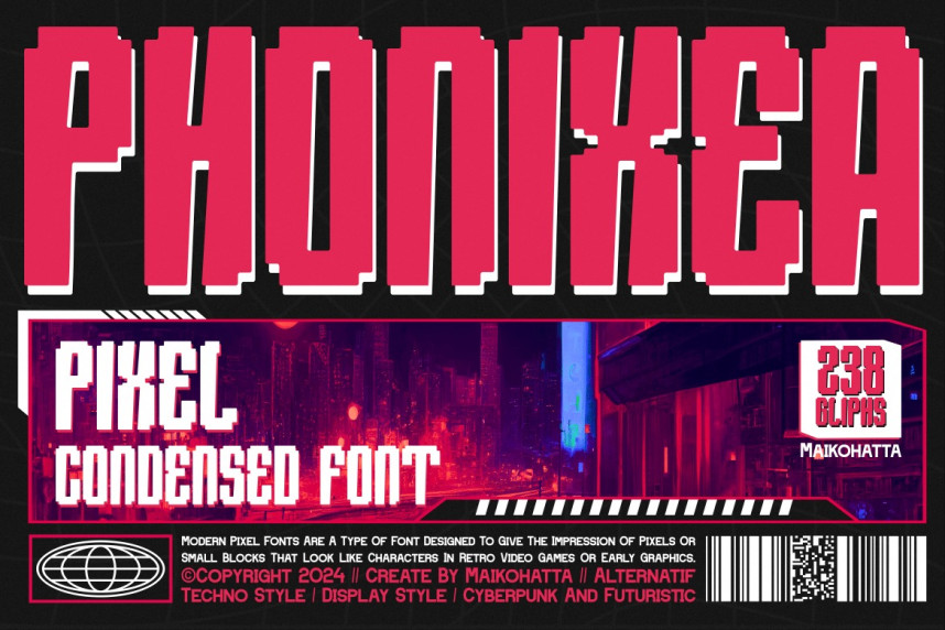 Phonixea - Pixel Condensed Font - Download Free Font