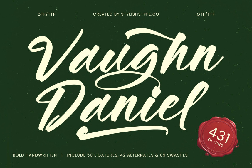 Vaughn Daniel - Bold Handwritten Font - Download Free Font