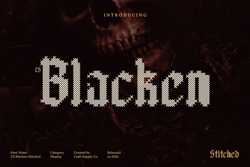 CS Blacken Stitched Font - Befonts