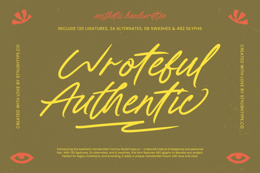 Wroteful Authentic - Aesthetic Handwritten Script Font - Befonts