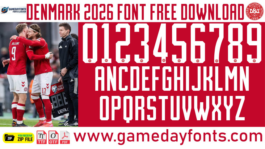 Denmark 2026 World Cup Jersey Font - Befonts