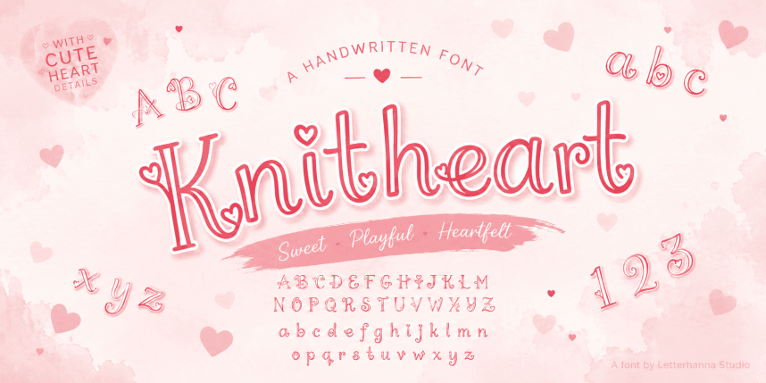 Knitheart | Cute Display Font - Befonts