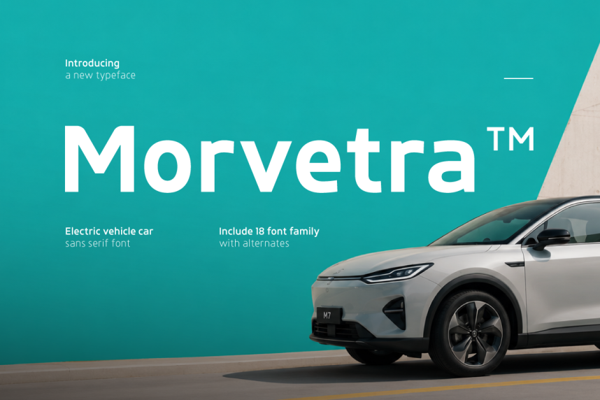 Morvetra TM - Electric Vehicle Sans Font - Befonts